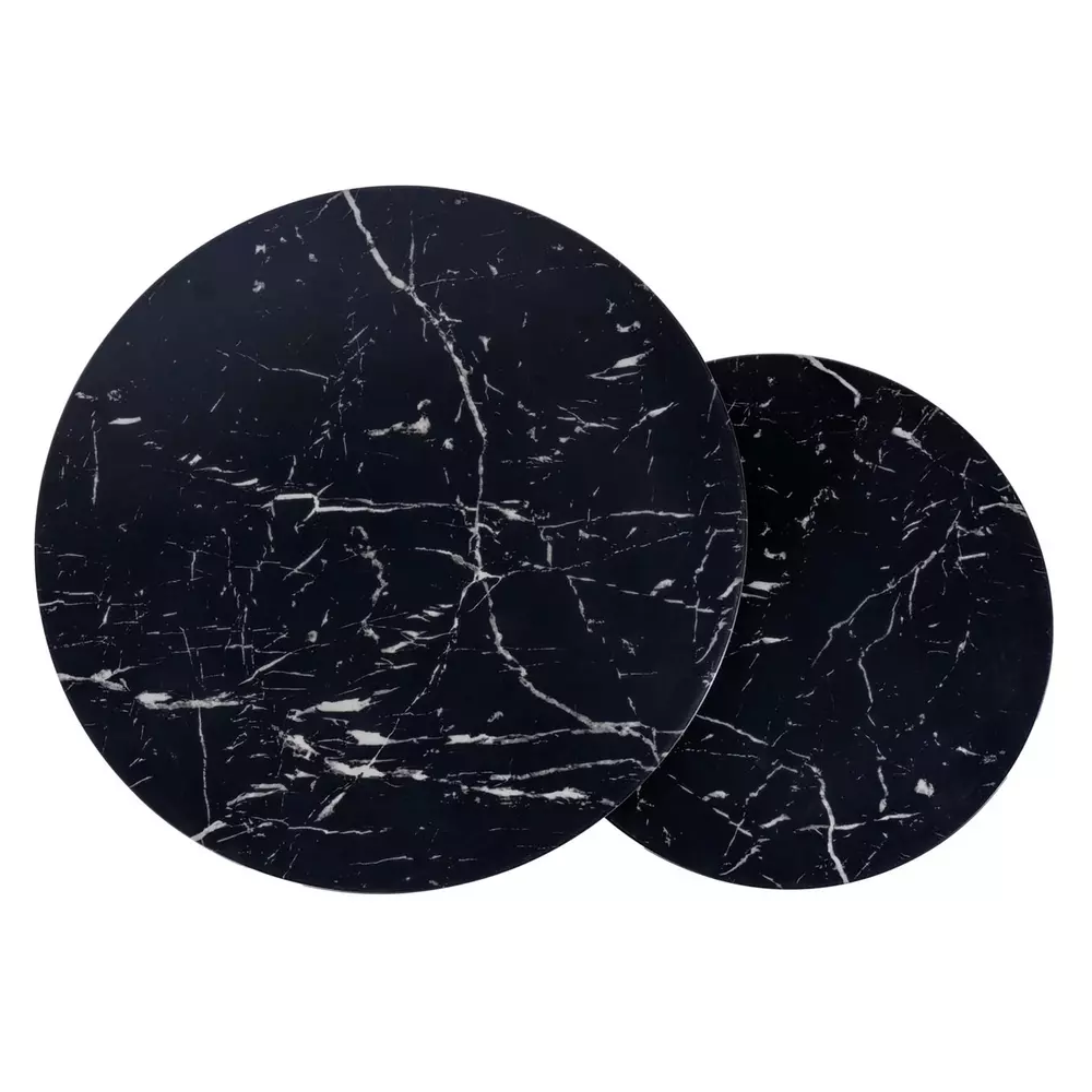 Vienna Coffee Table Set – Black Marble Effect / Black – Deal Frenzy Malta